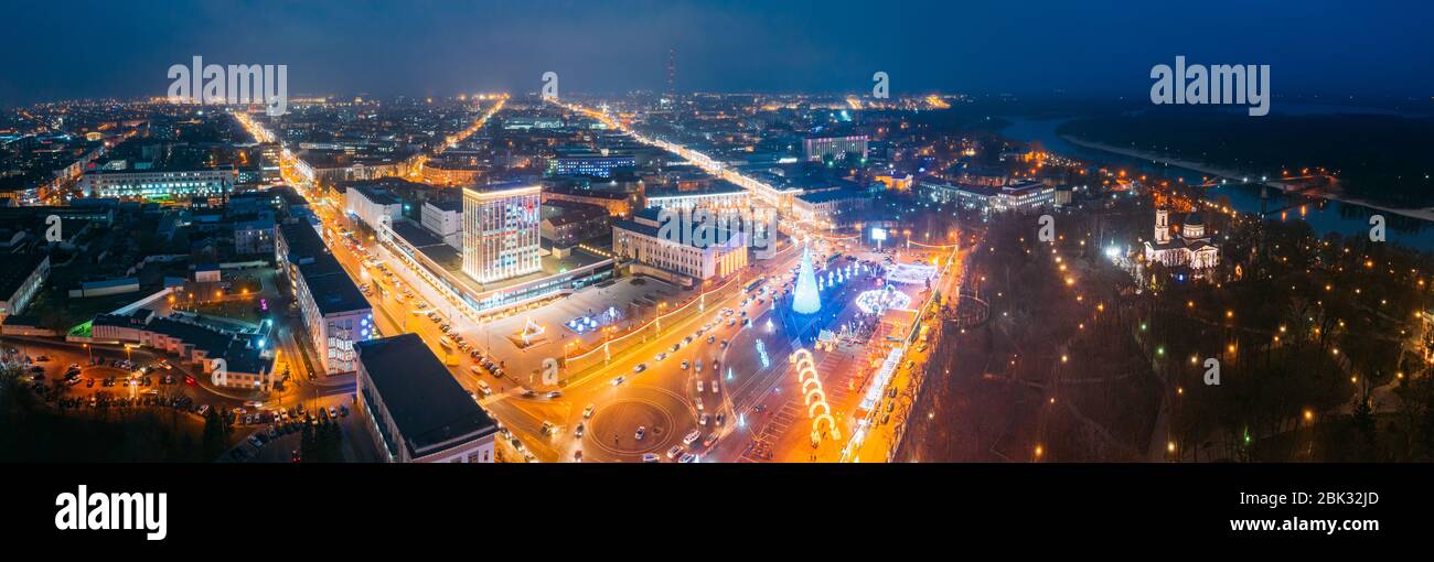 Gomel, Belarus. Main Christmas Tree And Festive Illumination On Lenin ...