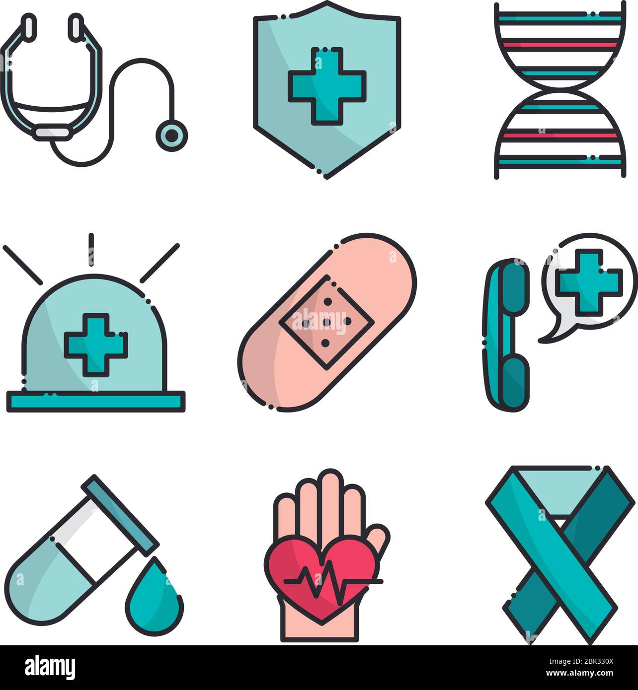 medical health care equipment assistance support icons set vector ...