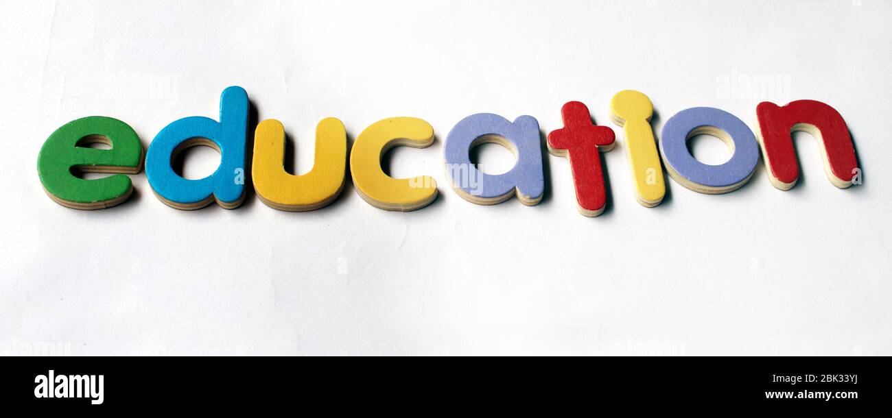 Word education. Education letters wordings isolated on white background ...