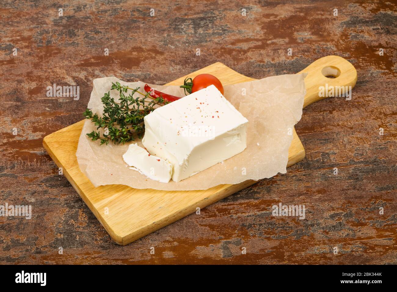 Traditional Feta Cheese served thyme Stock Photo - Alamy