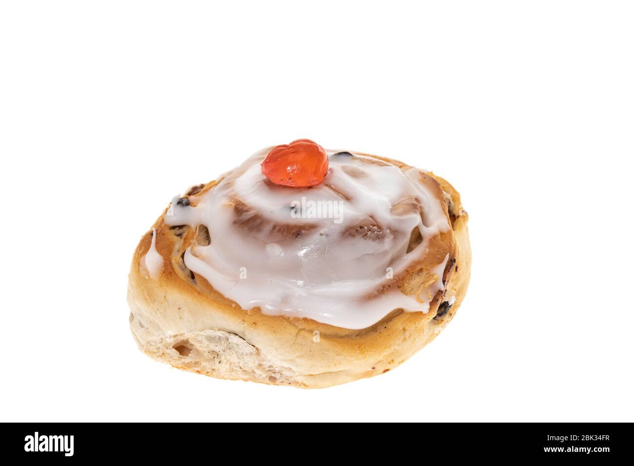 Sticky Belgian bun - white background Stock Photo - Alamy