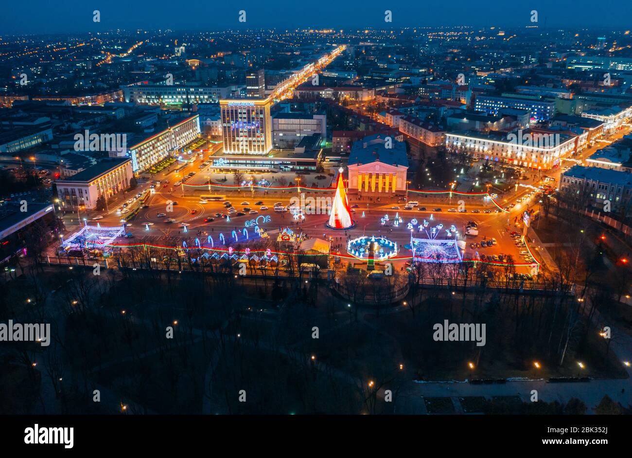 Gomel, Belarus - January 13, 2020: Main Christmas Tree And Festive ...