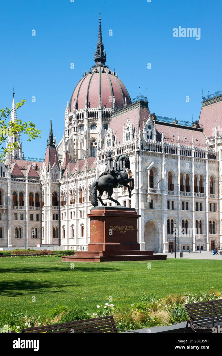 BUDAPEST, HUNGARY - APRIL 20, 2020: Monument for Francis II Rakoczi ...