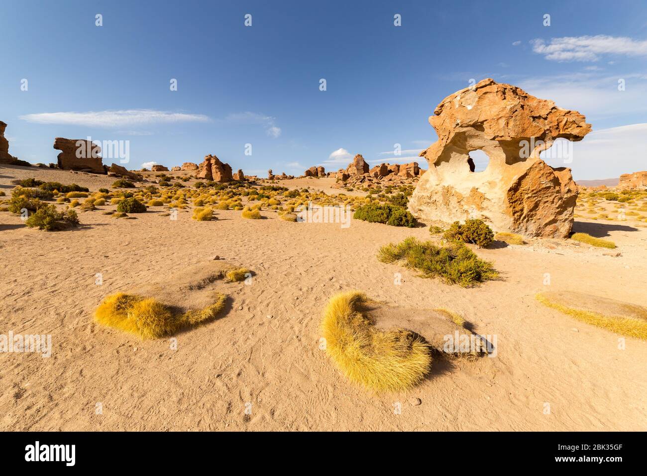 Eroded and bizarre formed orange colored rocks and boulders in Valle de ...