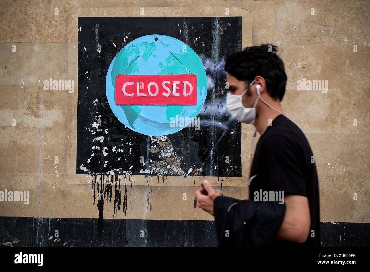 Tehran, Iran. 30th Apr, 2020. A graffiti is seen in downtown Tehran ...