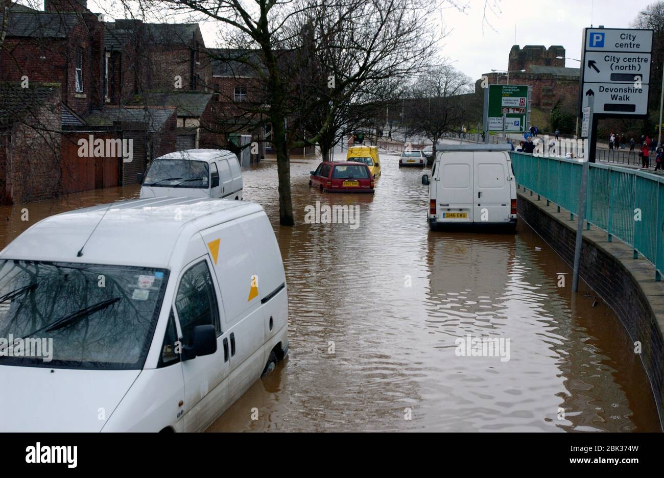 Flooding Carlisle Northern England January 2005 following River Eden ...