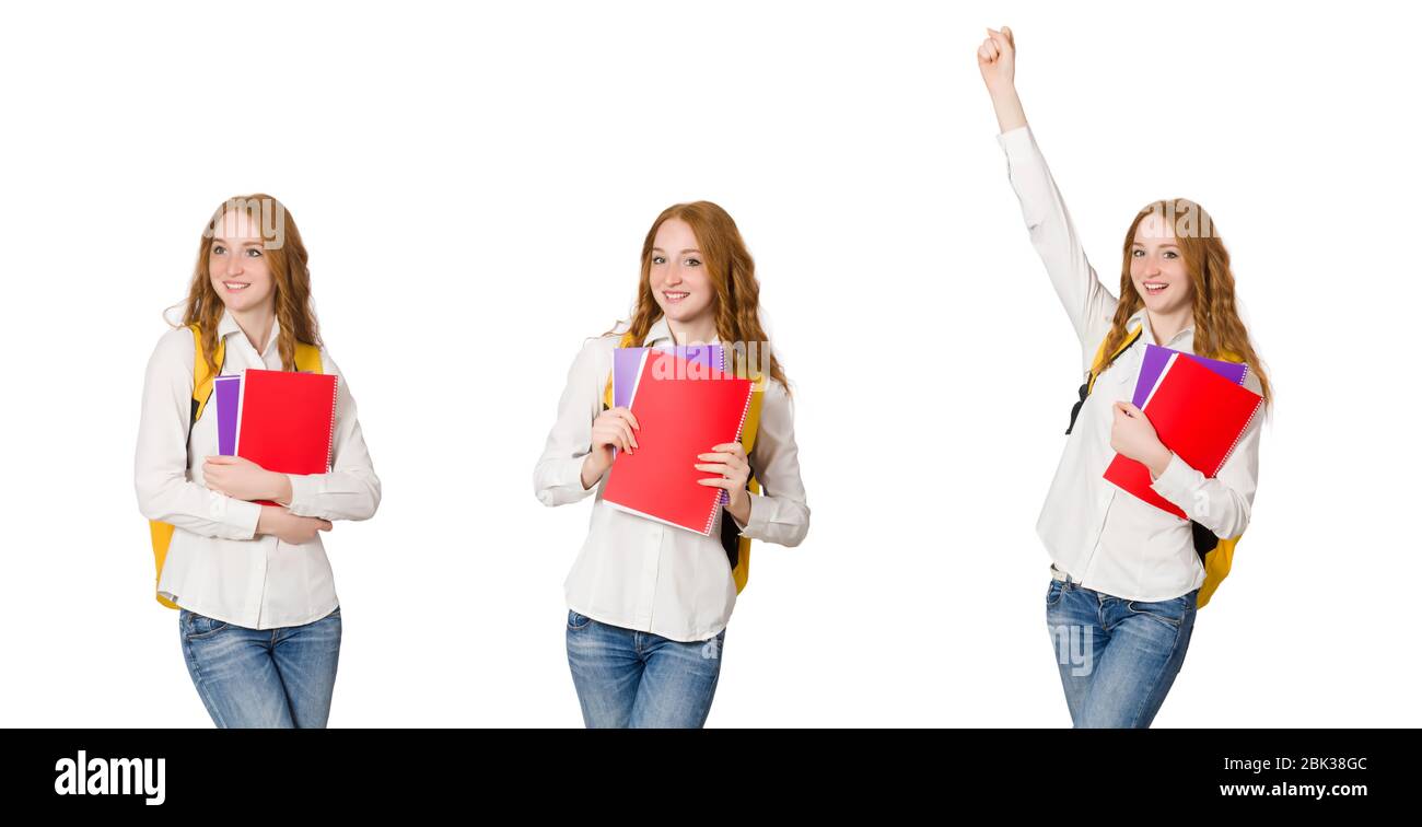 The young student isolated on the white background Stock Photo - Alamy