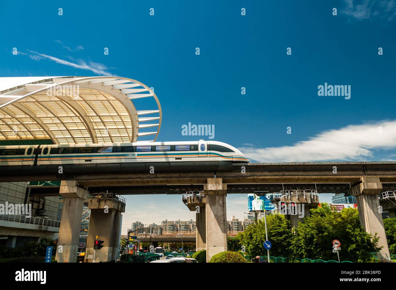 The Shanghai Maglev train entering its Longyang Road terminus station ...