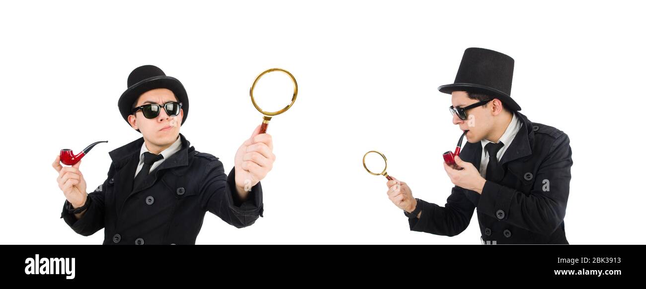 The young detective with pipe and magnifying glass Stock Photo - Alamy