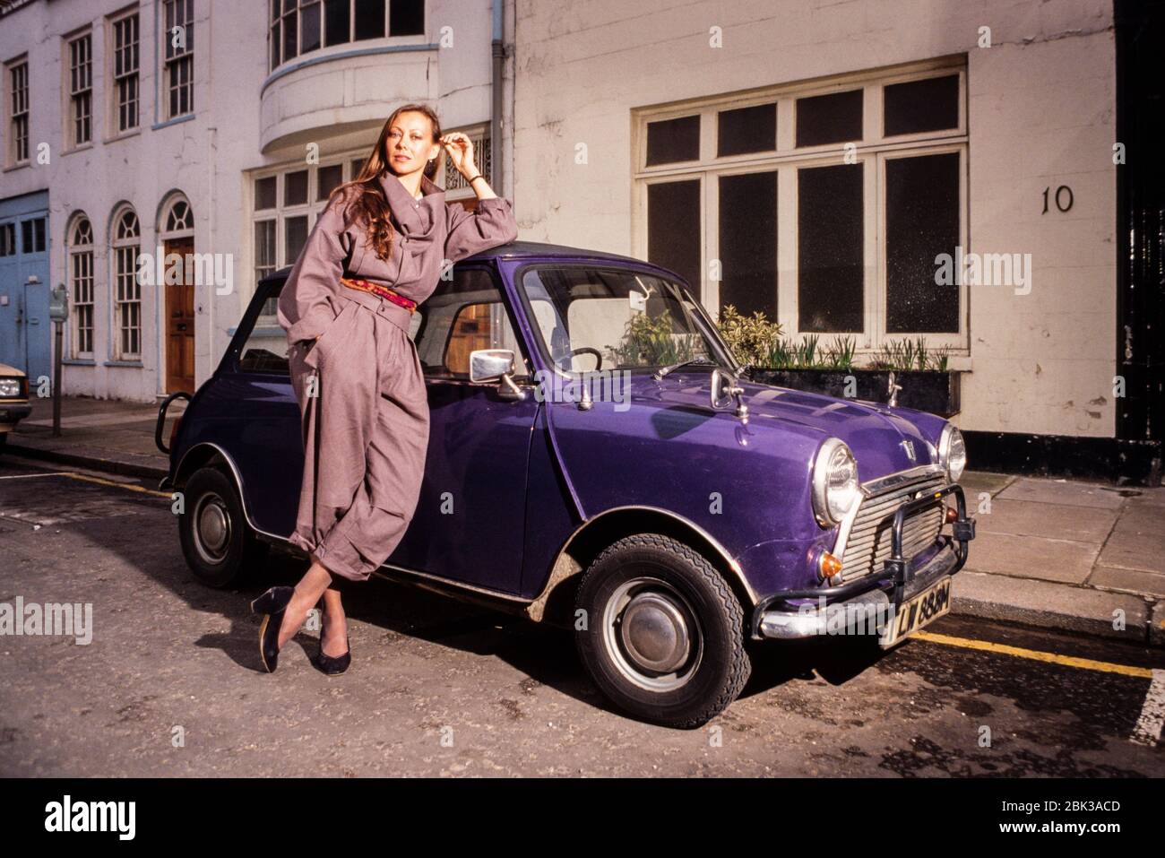 Jenny Agutter actress with her Mini car 1984 Stock Photo - Alamy