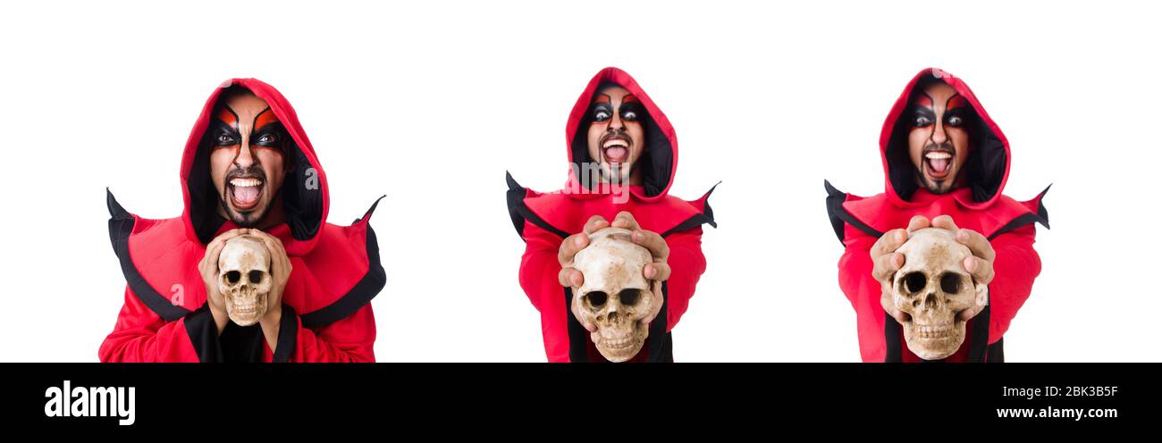 The man devil in red costume Stock Photo - Alamy