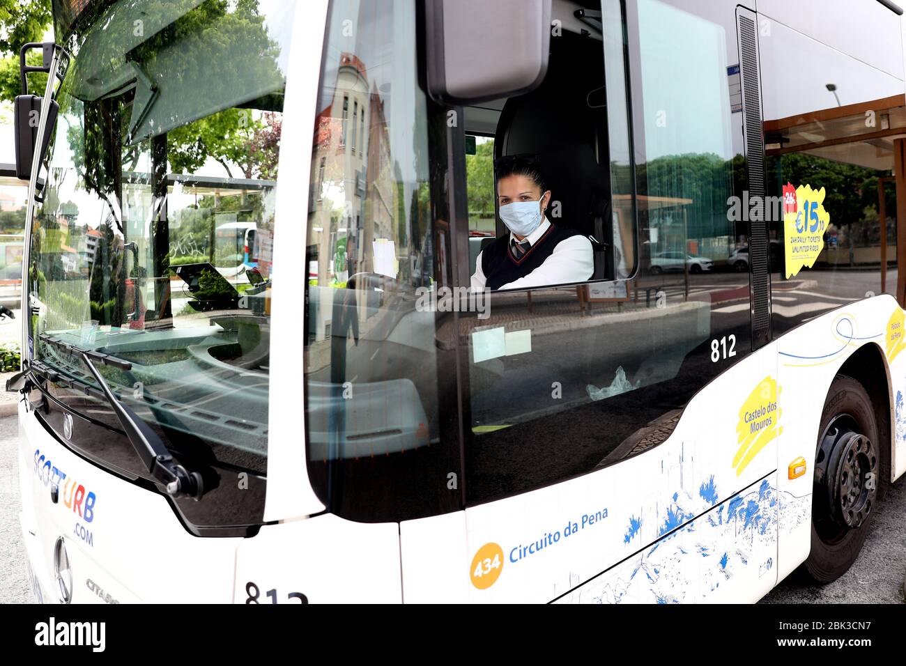 Lisbon. 1st May, 2020. Bus driver Alexandra Pedroso poses for a picture ...