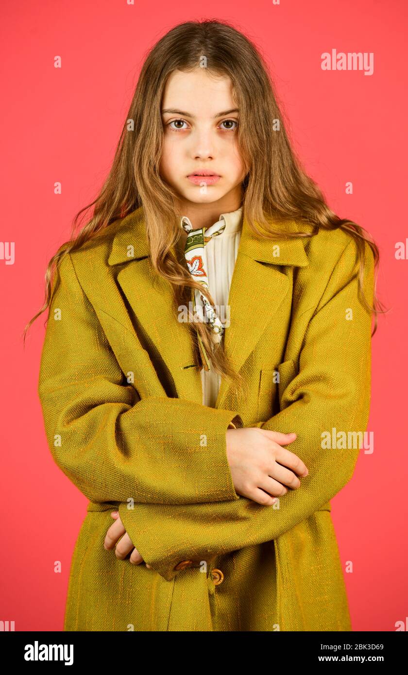 Girl fashion model wear coat for spring and autumn season. Oversize ...