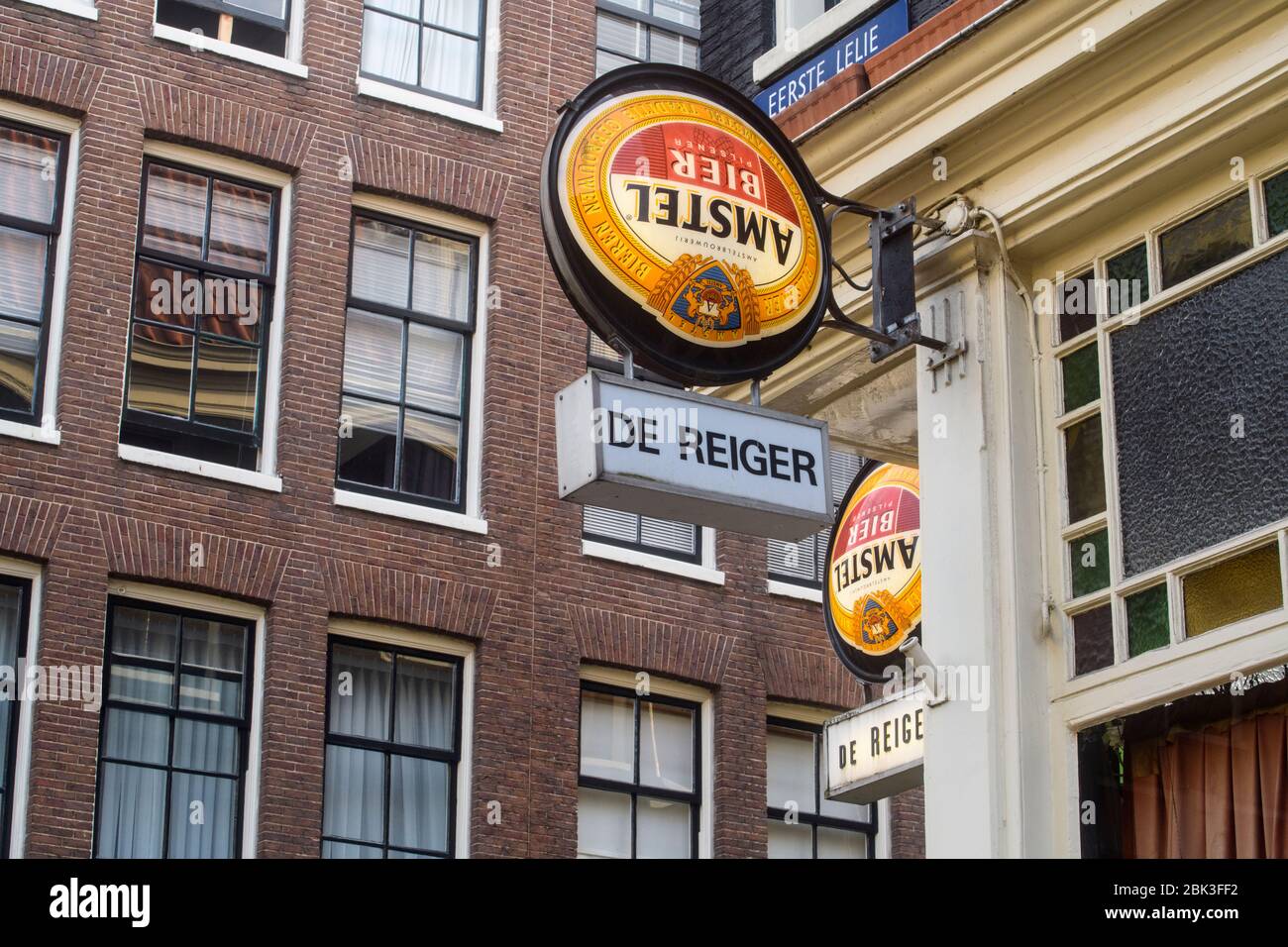 Upside down beer sign, Amsterdam, North Holland, Netherlands Stock ...