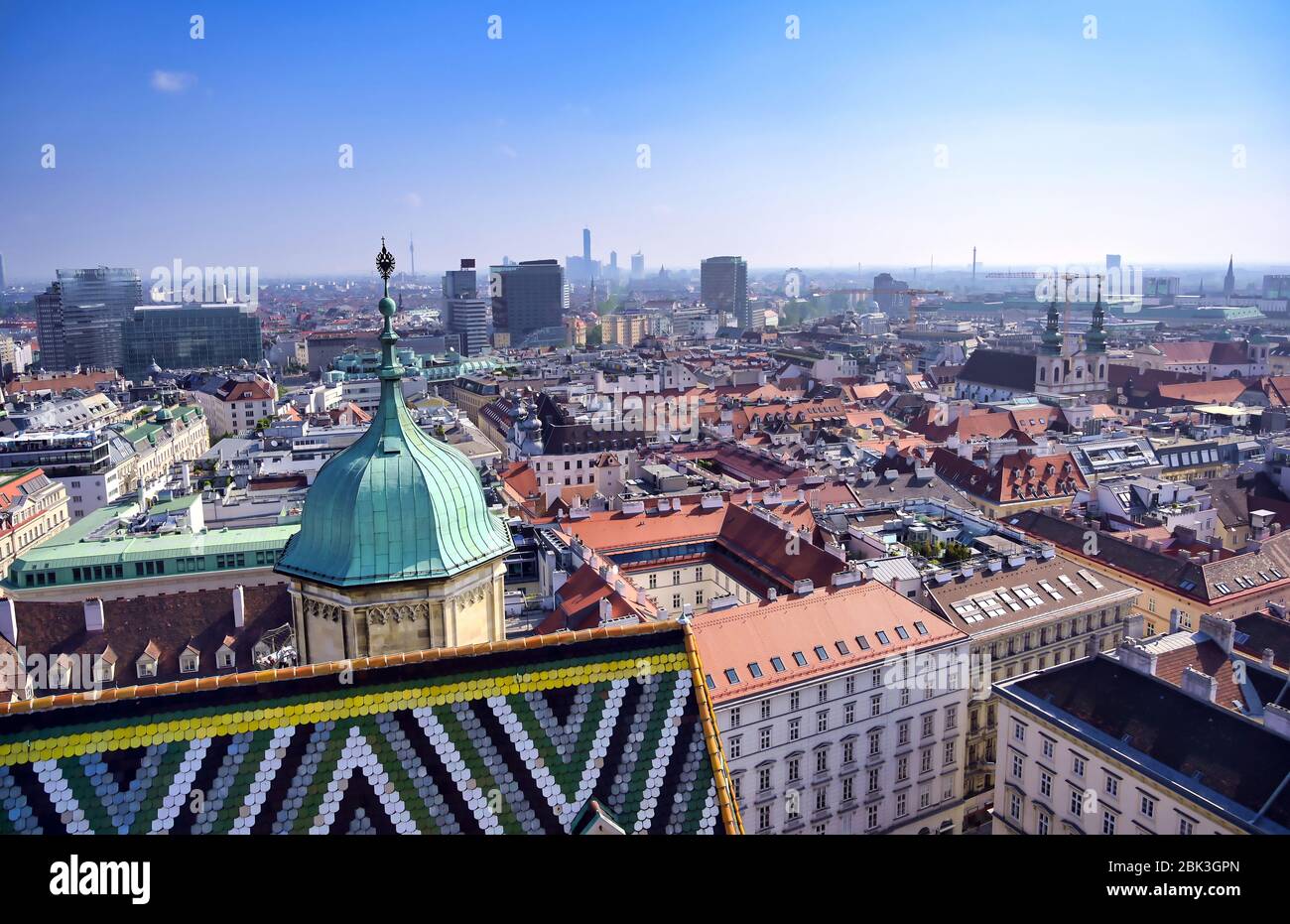 An aerial view of Vienna, Austria from St. Stephen's Cathedral Stock ...