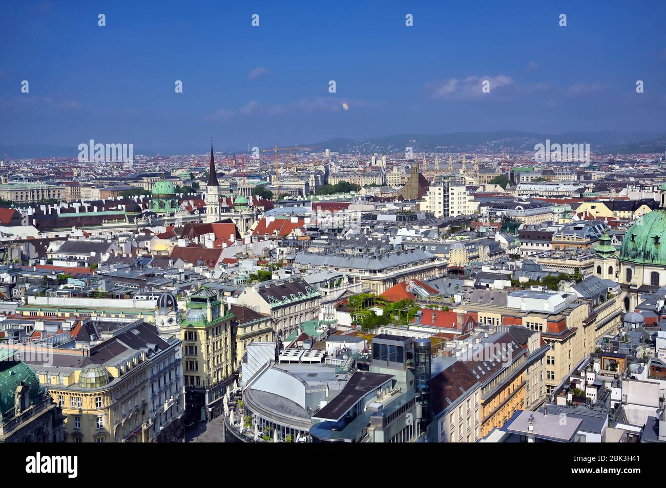 An aerial view of Vienna, Austria from St. Stephen's Cathedral Stock ...