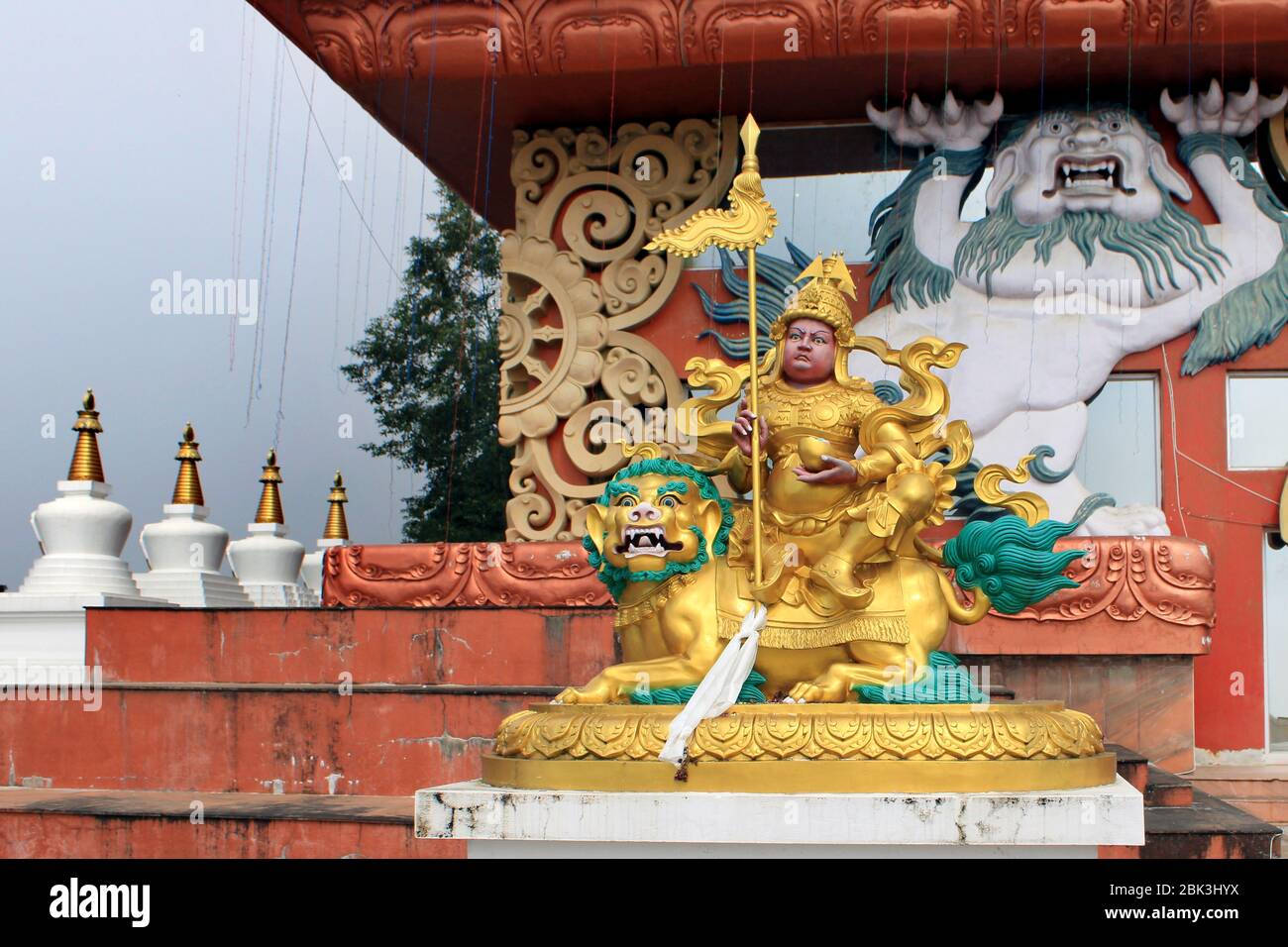 Different statues, stupa, architecture of Sikkim on Samdruptse Hill ...