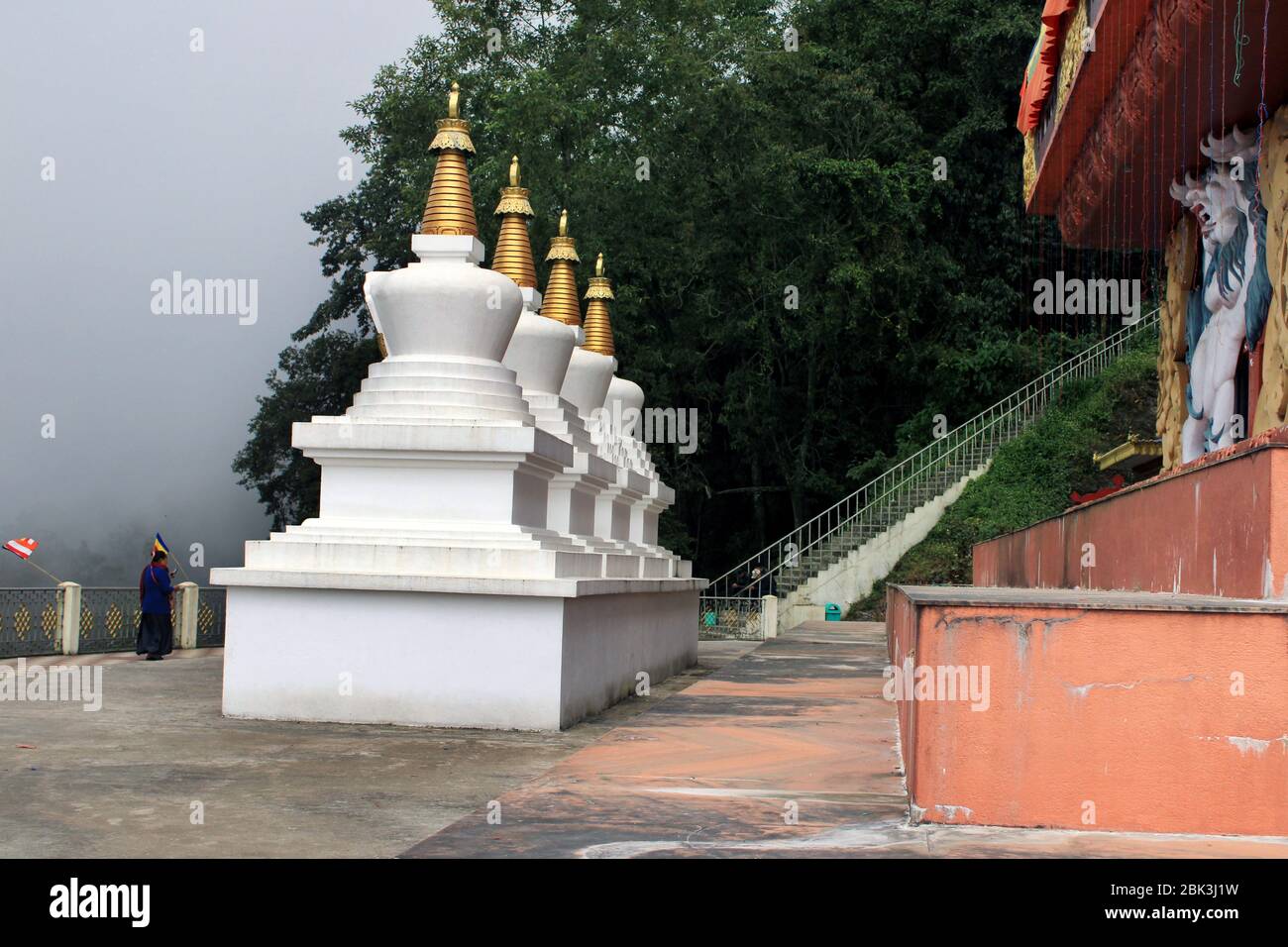 Different statues, stupa, architecture of Sikkim on Samdruptse Hill ...