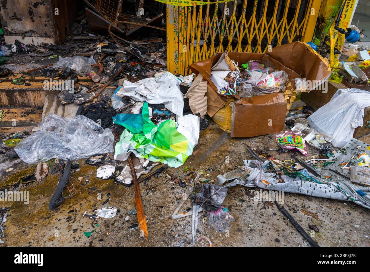 Burnt grocery store. Fire in the buildin Stock Photo - Alamy