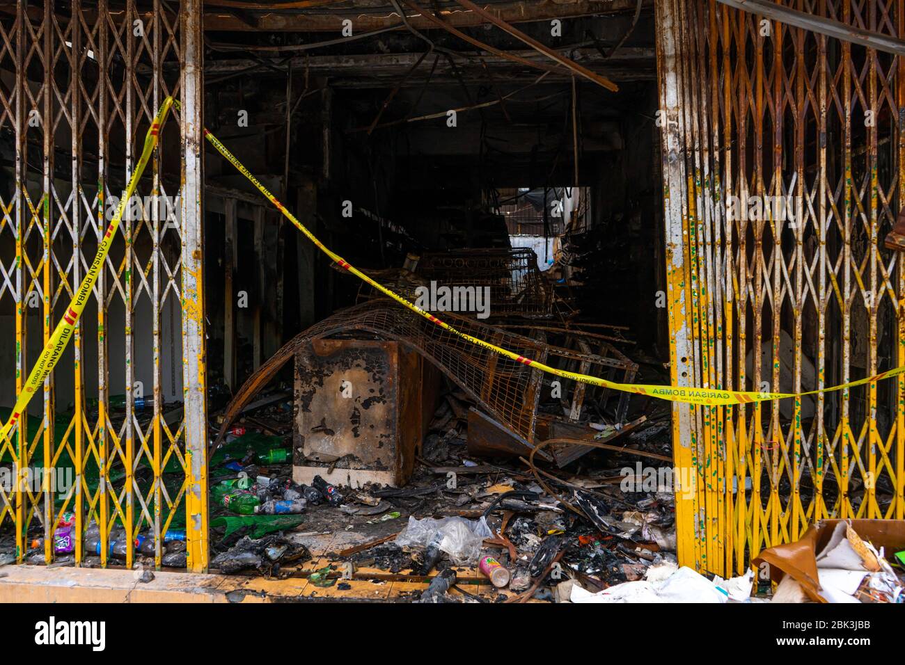 Burnt grocery store. Fire in the buildin Stock Photo - Alamy