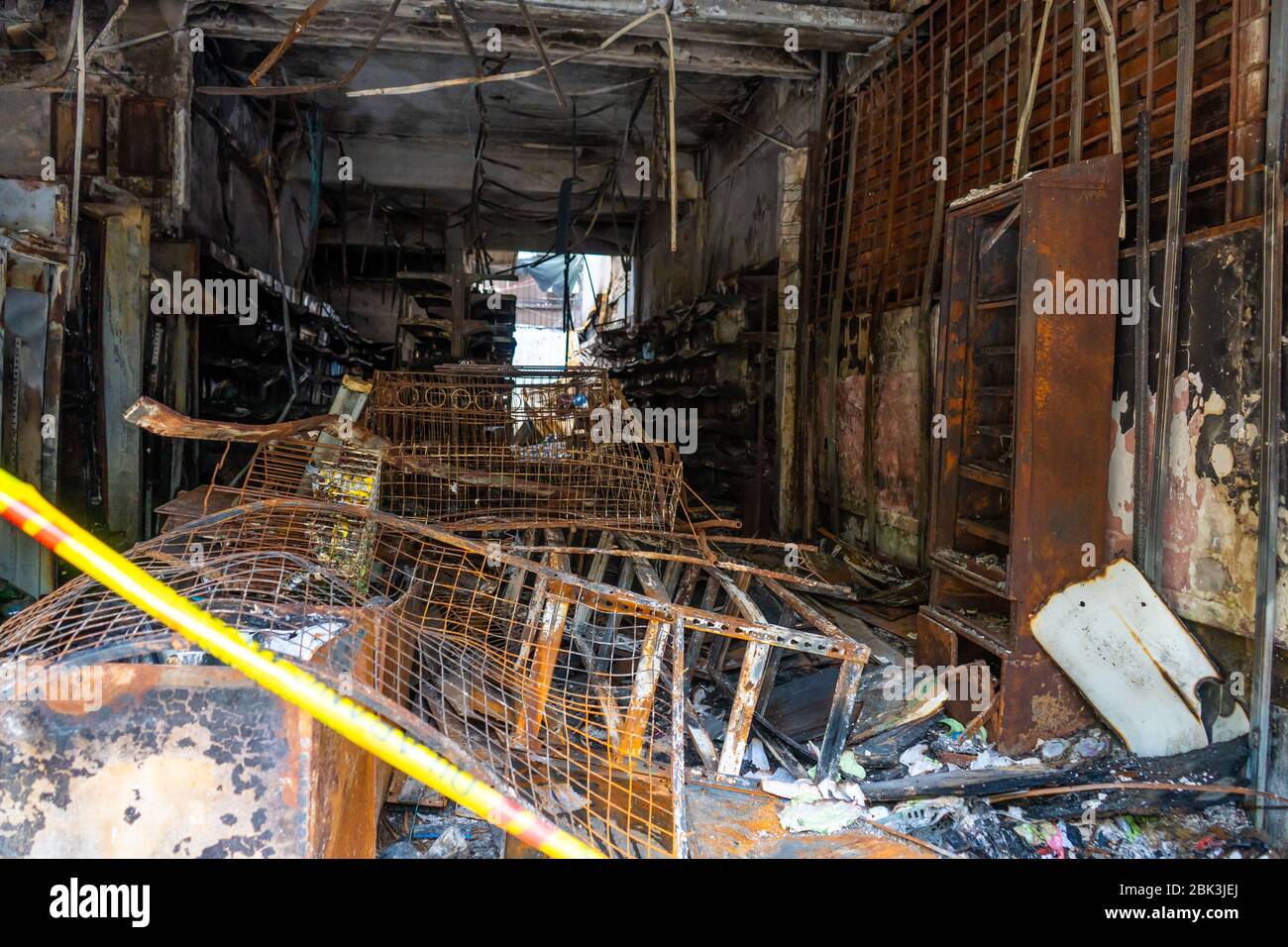 Burnt grocery store. Fire in the buildin Stock Photo - Alamy