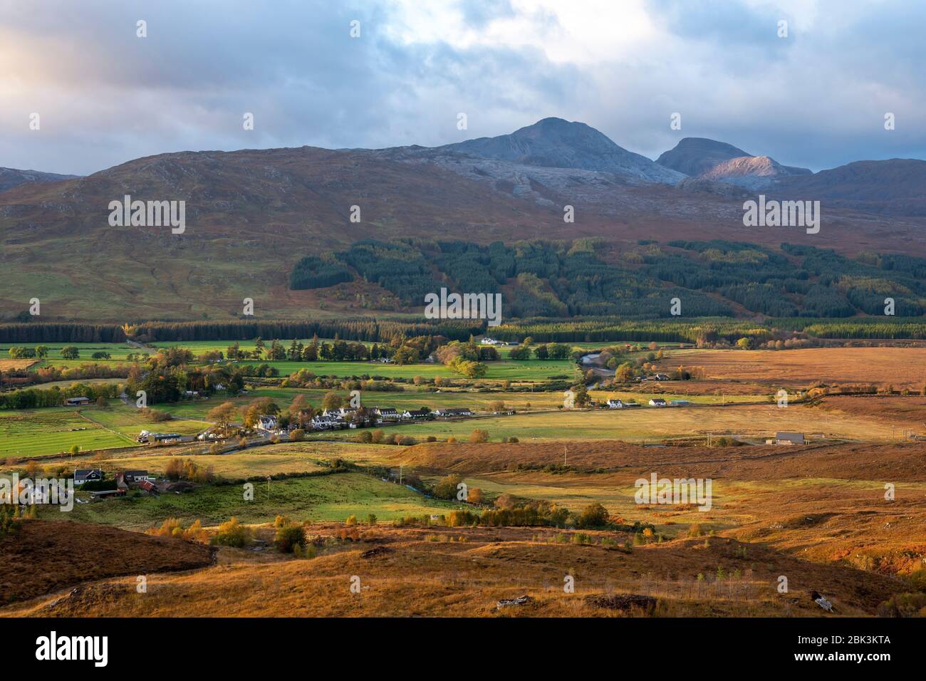 The view looking down to Loch Carron Scottish Highlands UK showing the ...