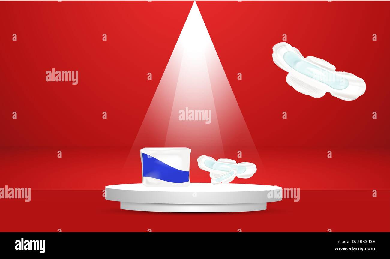 mock up illustration of sanitary pads on abstract background Stock ...