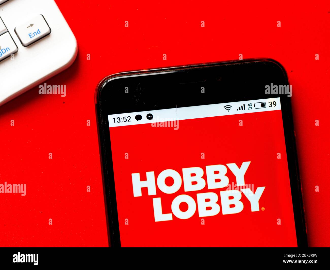 In this photo illustration a Hobby Lobby logo is seen displayed on a ...