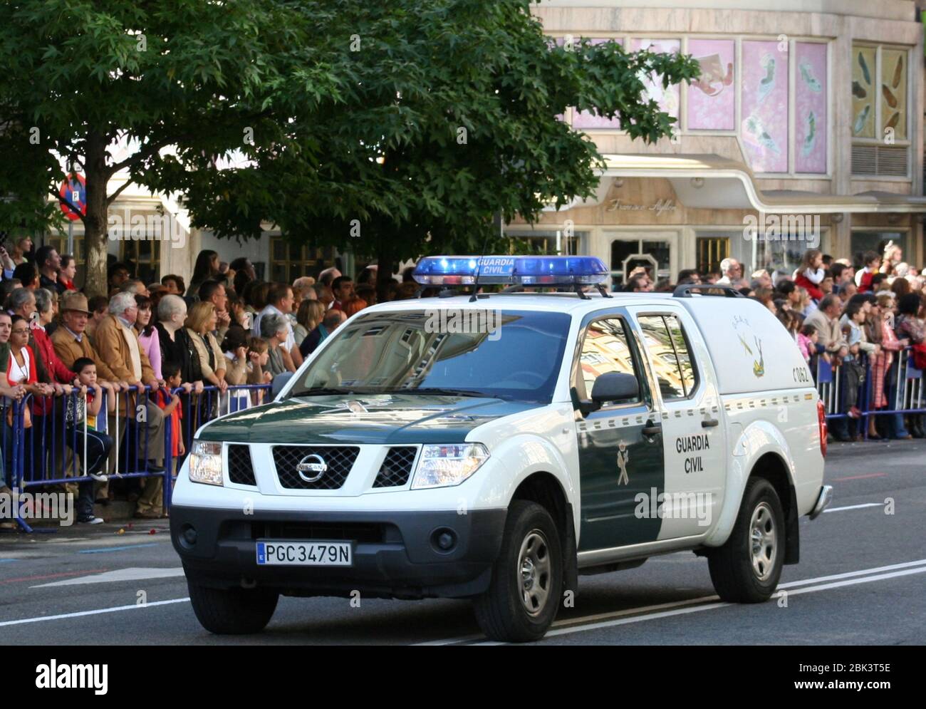 Guardia Civil Nissan Patrol vehicle in a parade with crowds watching ...