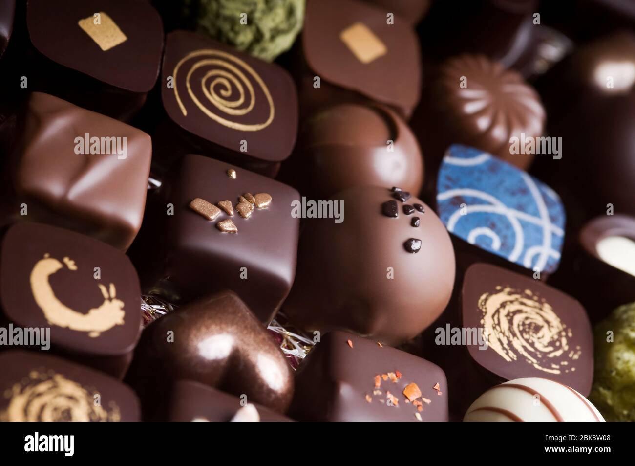 Mixed luxury dark and milk chocolate truffles. Assorted delicious ...