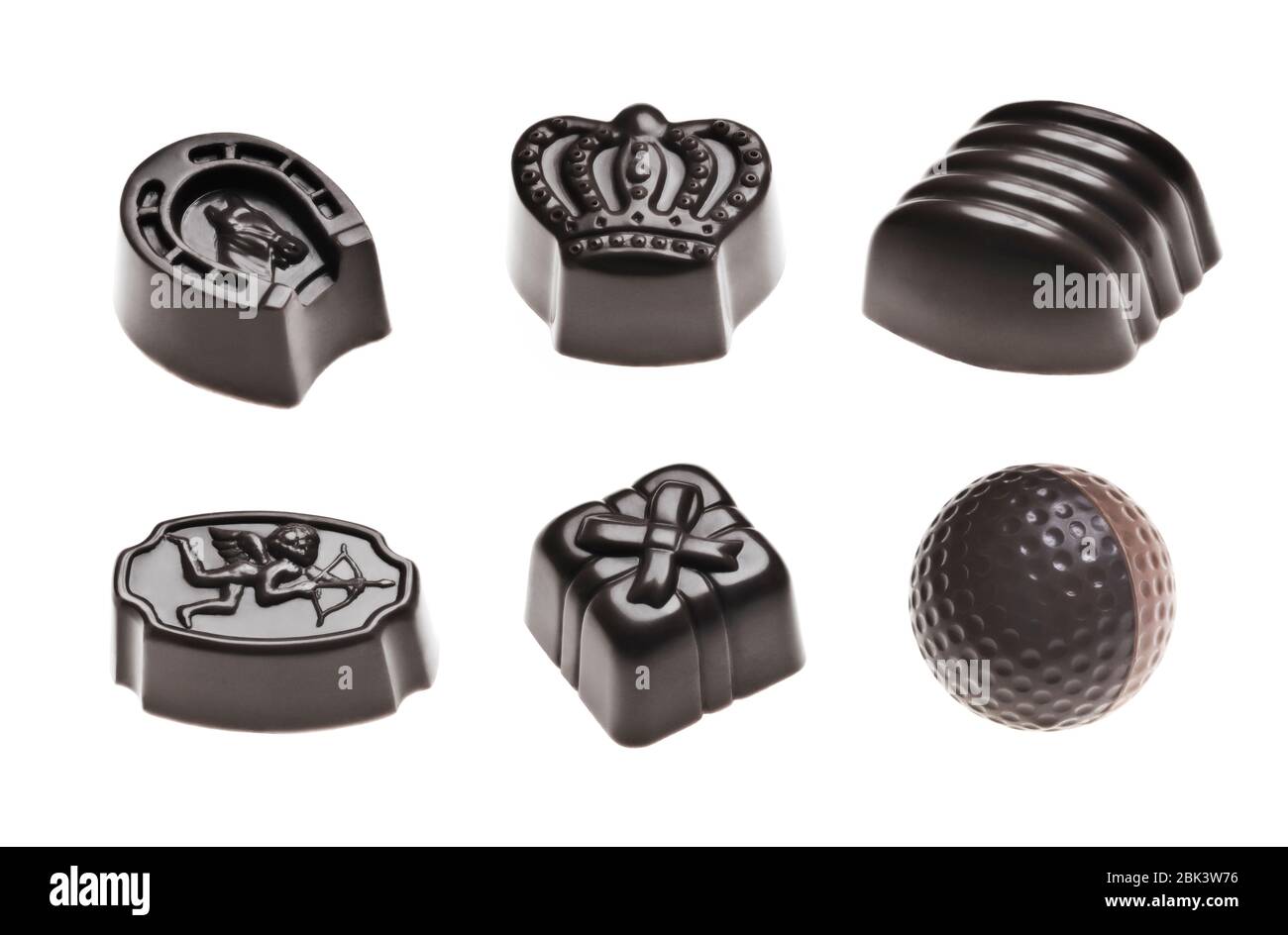 Luxury dark chocolate truffles. Assorted delicious handmade pralines in ...