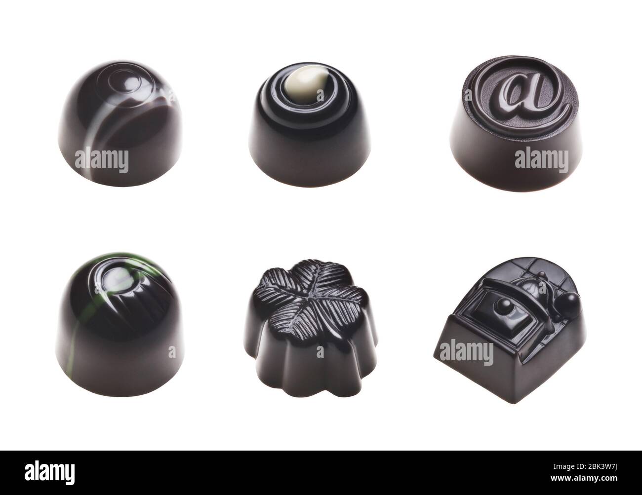 Luxury dark chocolate truffles. Assorted delicious handmade pralines in ...