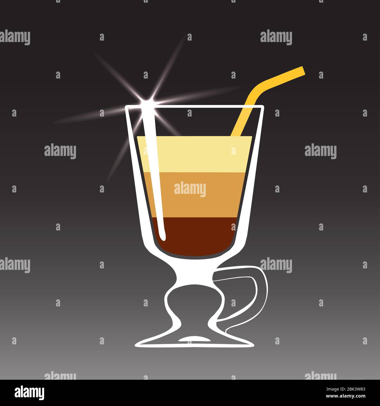 Cocktail colorful coffee isolated on black background. Vector ...