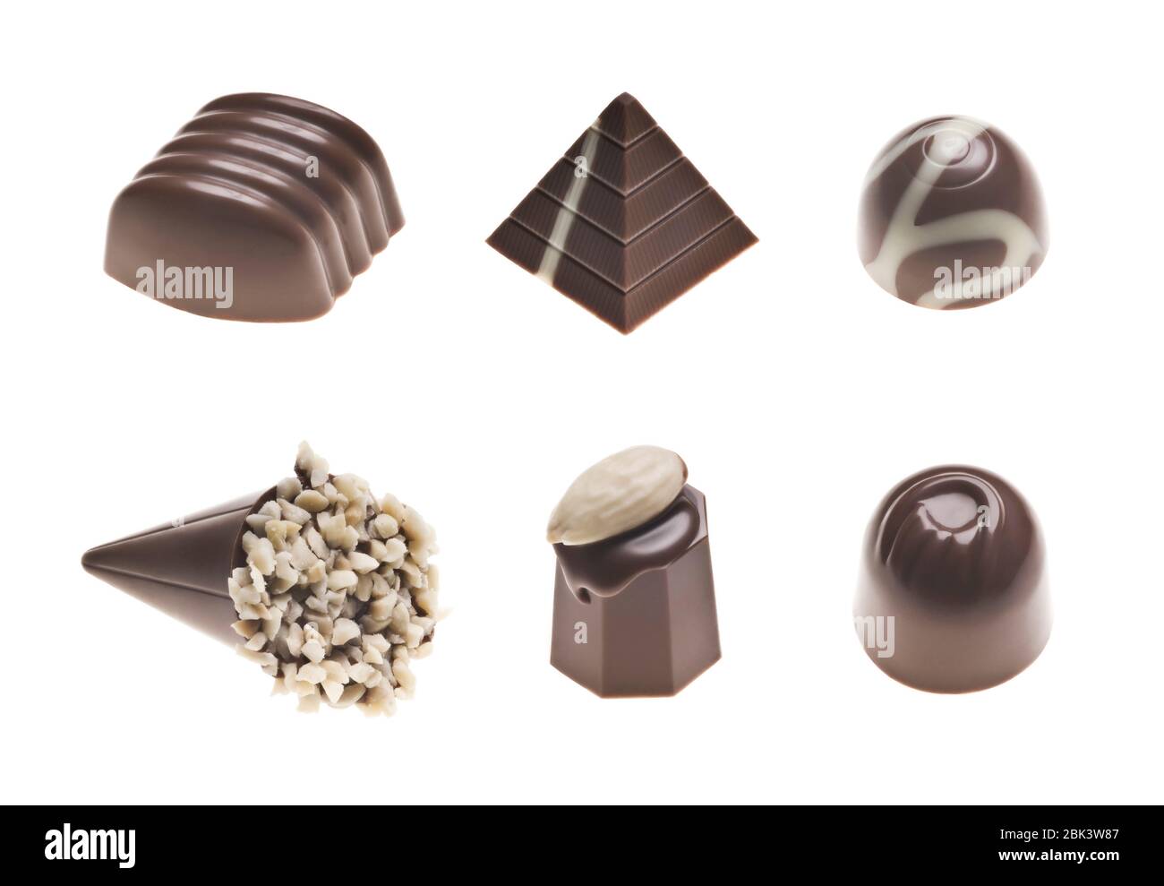 Luxury milk chocolate truffles. Assorted delicious handmade pralines in ...