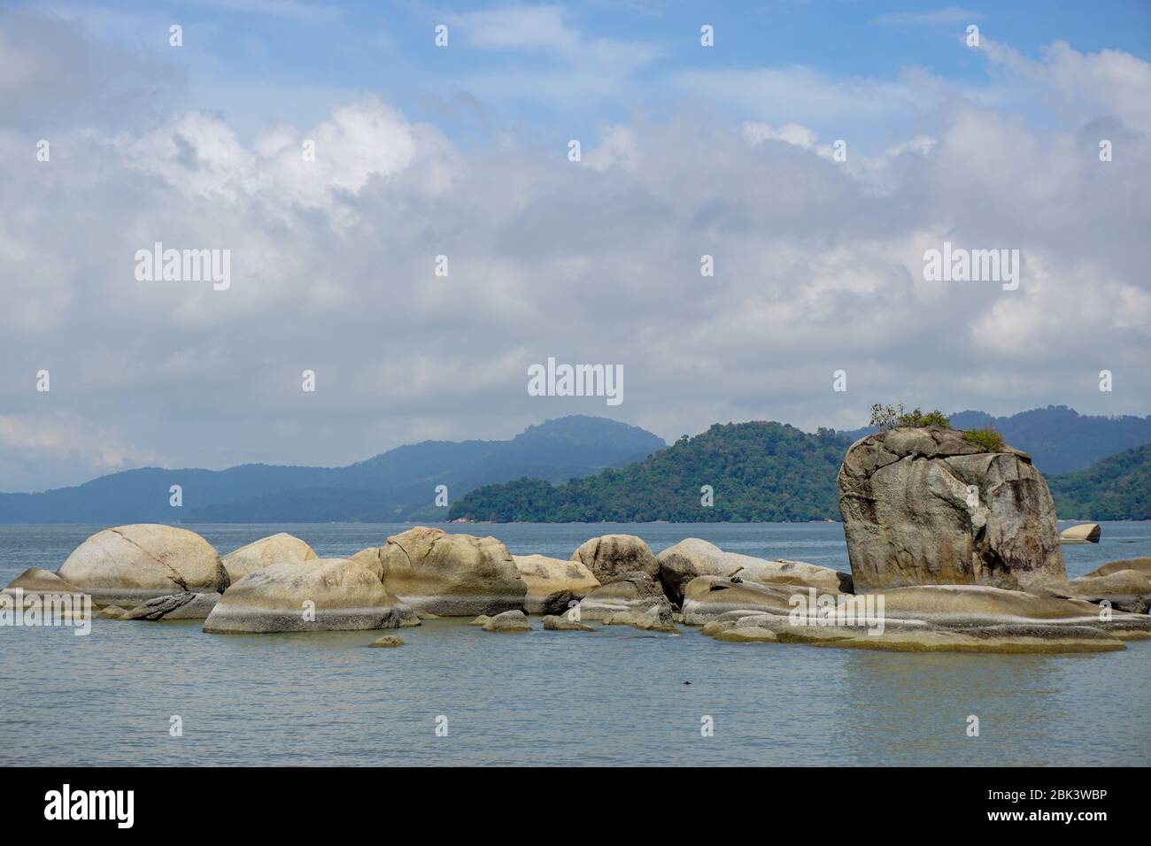 Rock formation on the beach in Permatang Damar Laut, Penang Stock Photo ...