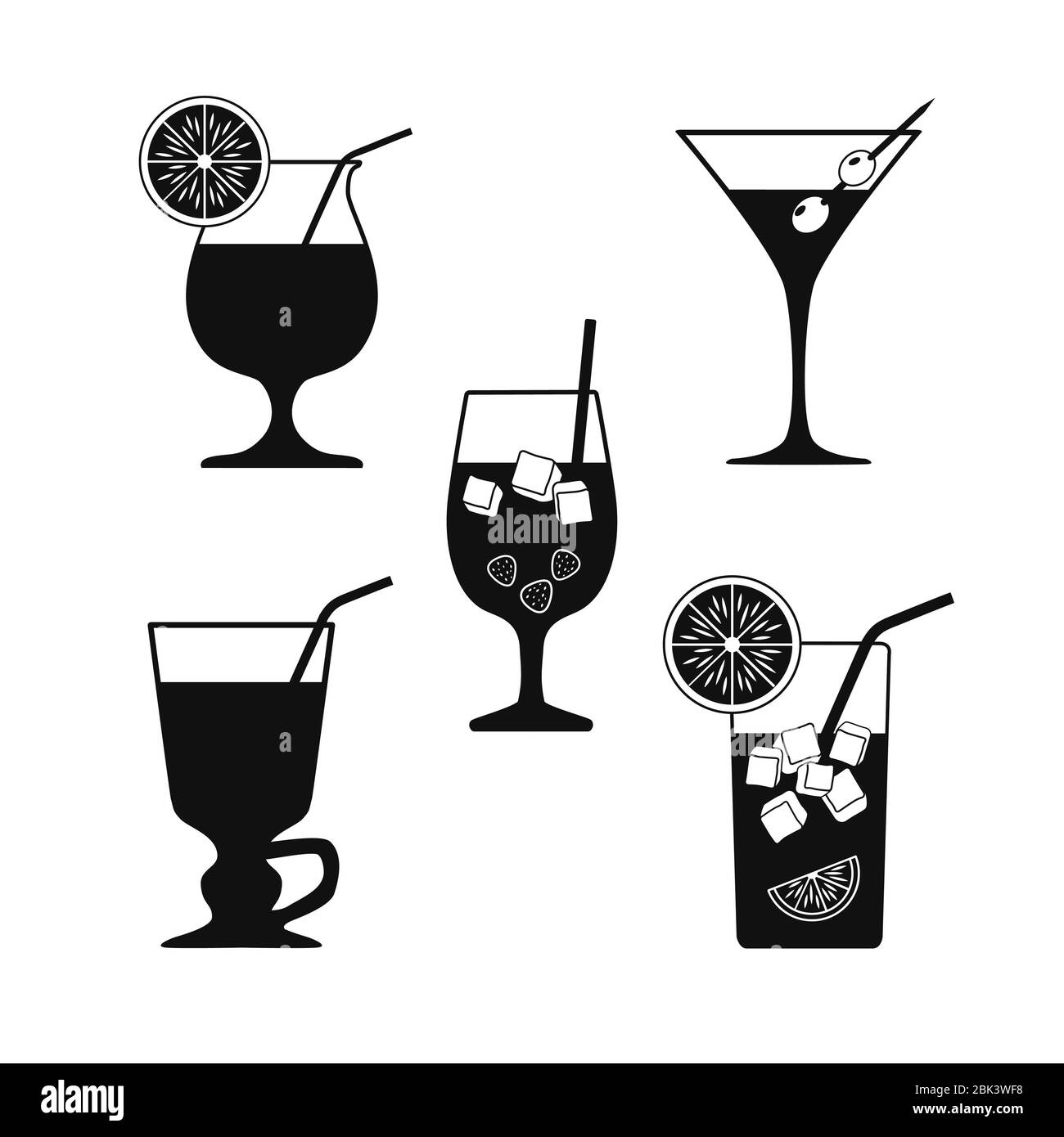 Set of cocktails icons on white background. Vectir illustration Stock ...