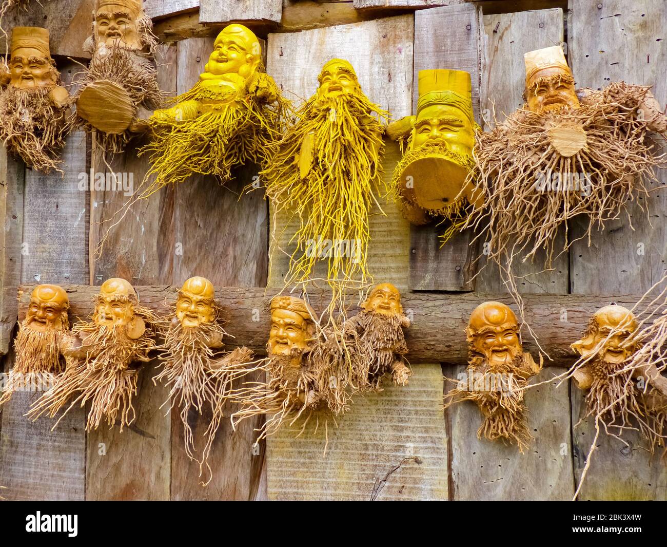 Bamboo sculptures in Catcat Hmong village near Sapa (Chapa) in north ...