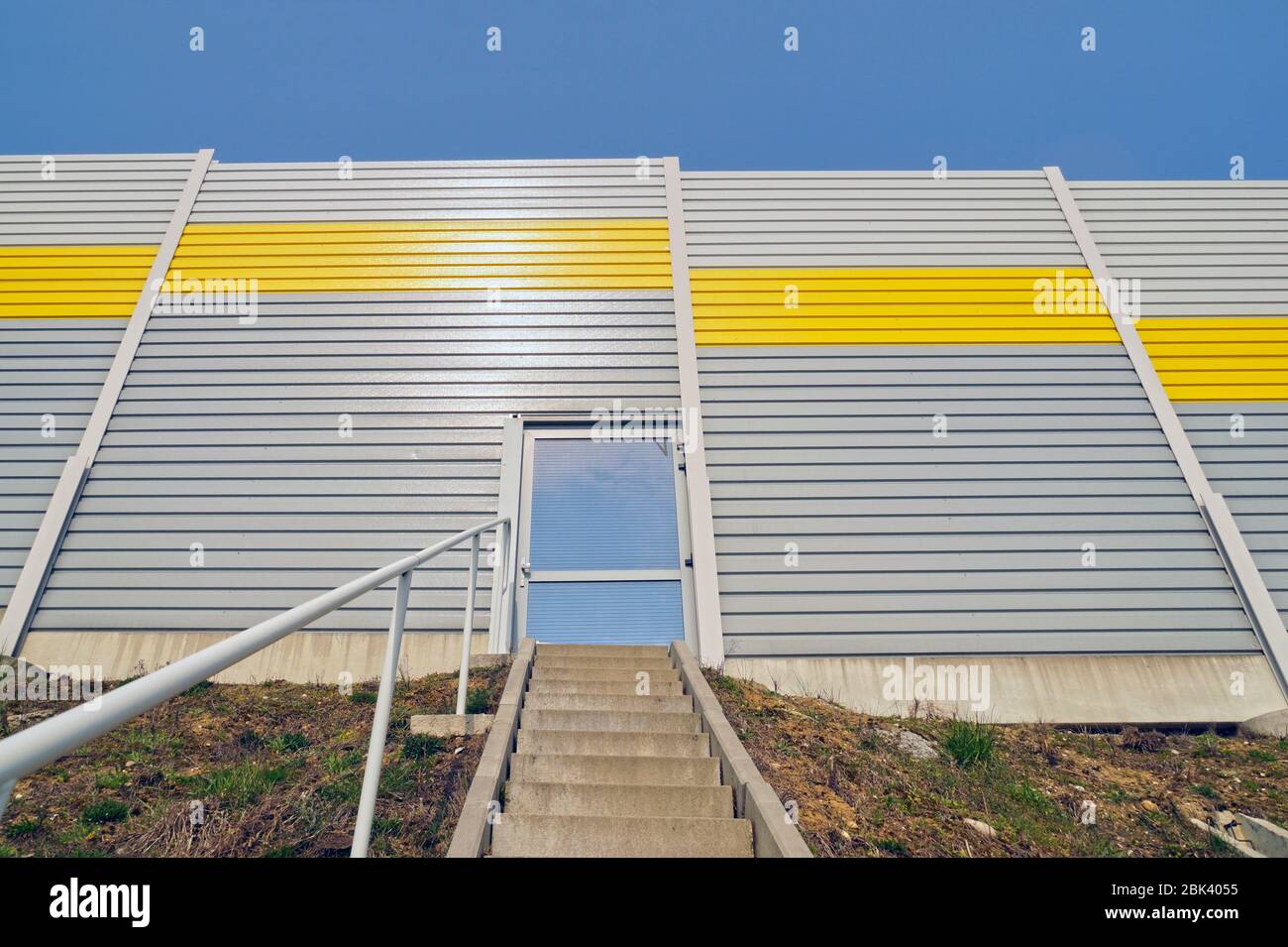 Soundproof barriers. Emergency exit from the highway Stock Photo - Alamy