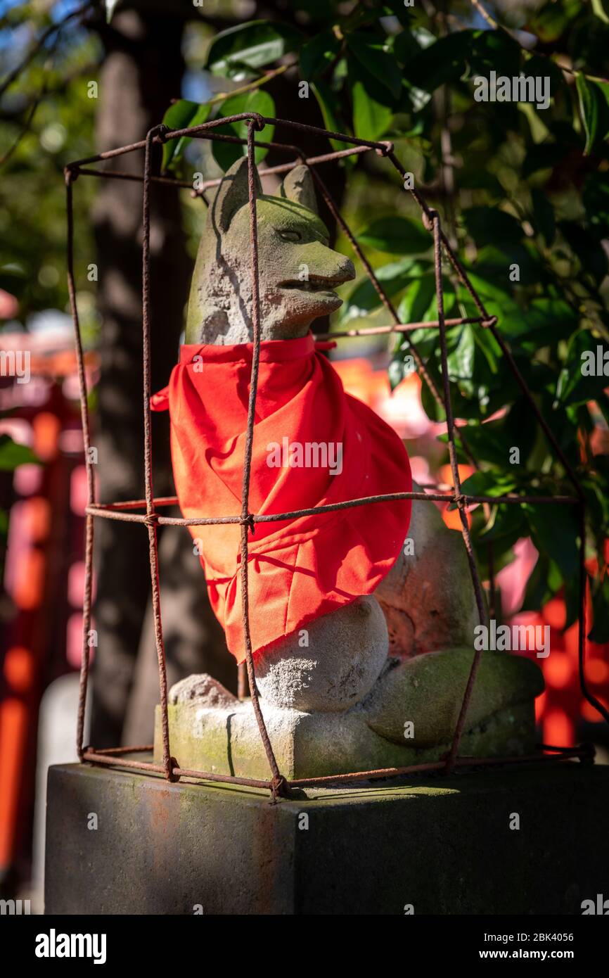 Sacred Stone Dog at Nezu Shrine, Tokyo, Japan Stock Photo - Alamy