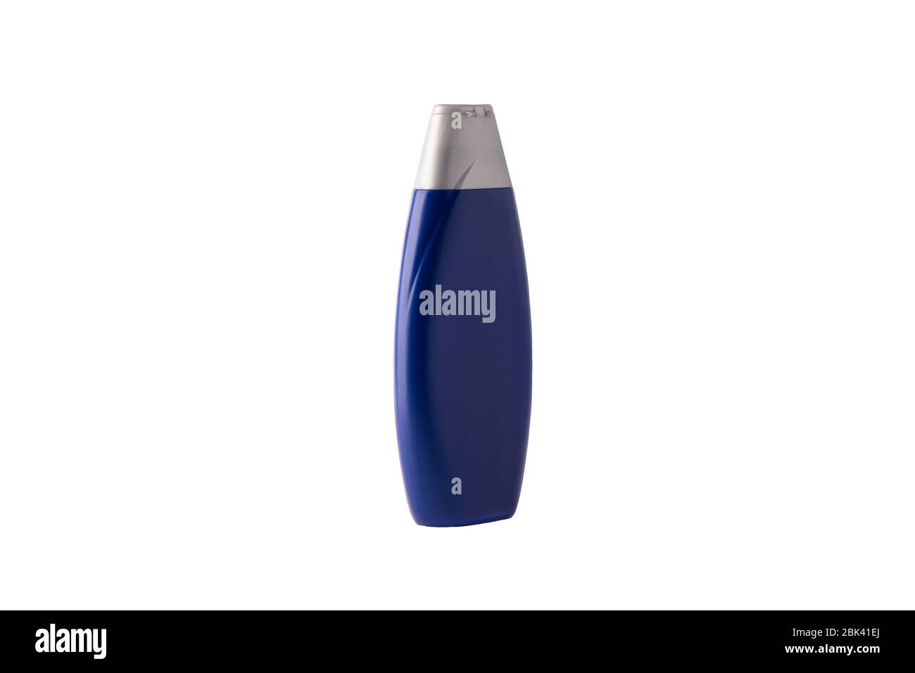 Empty blue plastic bottle for household chemicals or personal care ...