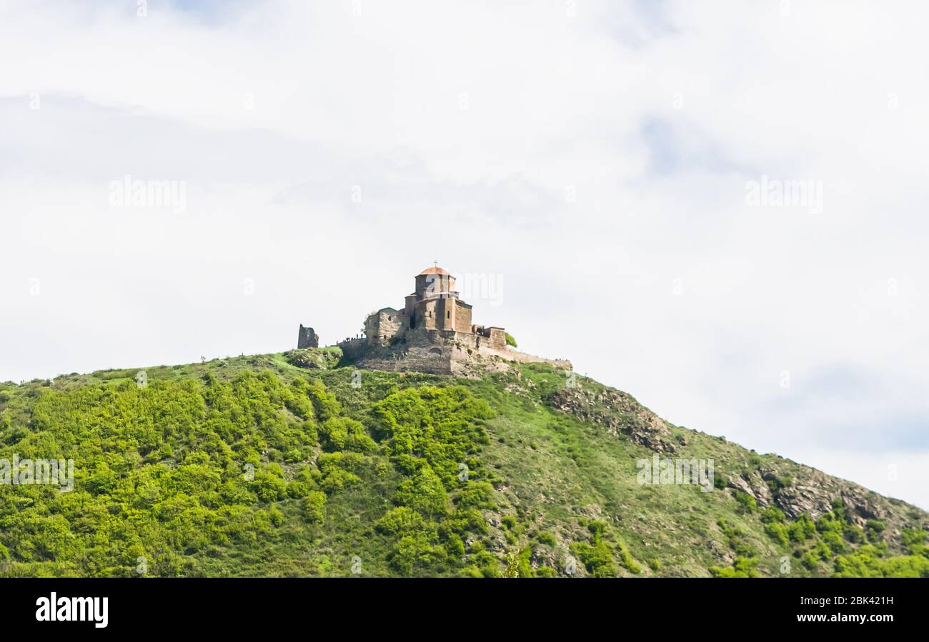 View of the Jvari Monastery of Mtskheta from the courtyard of the ...