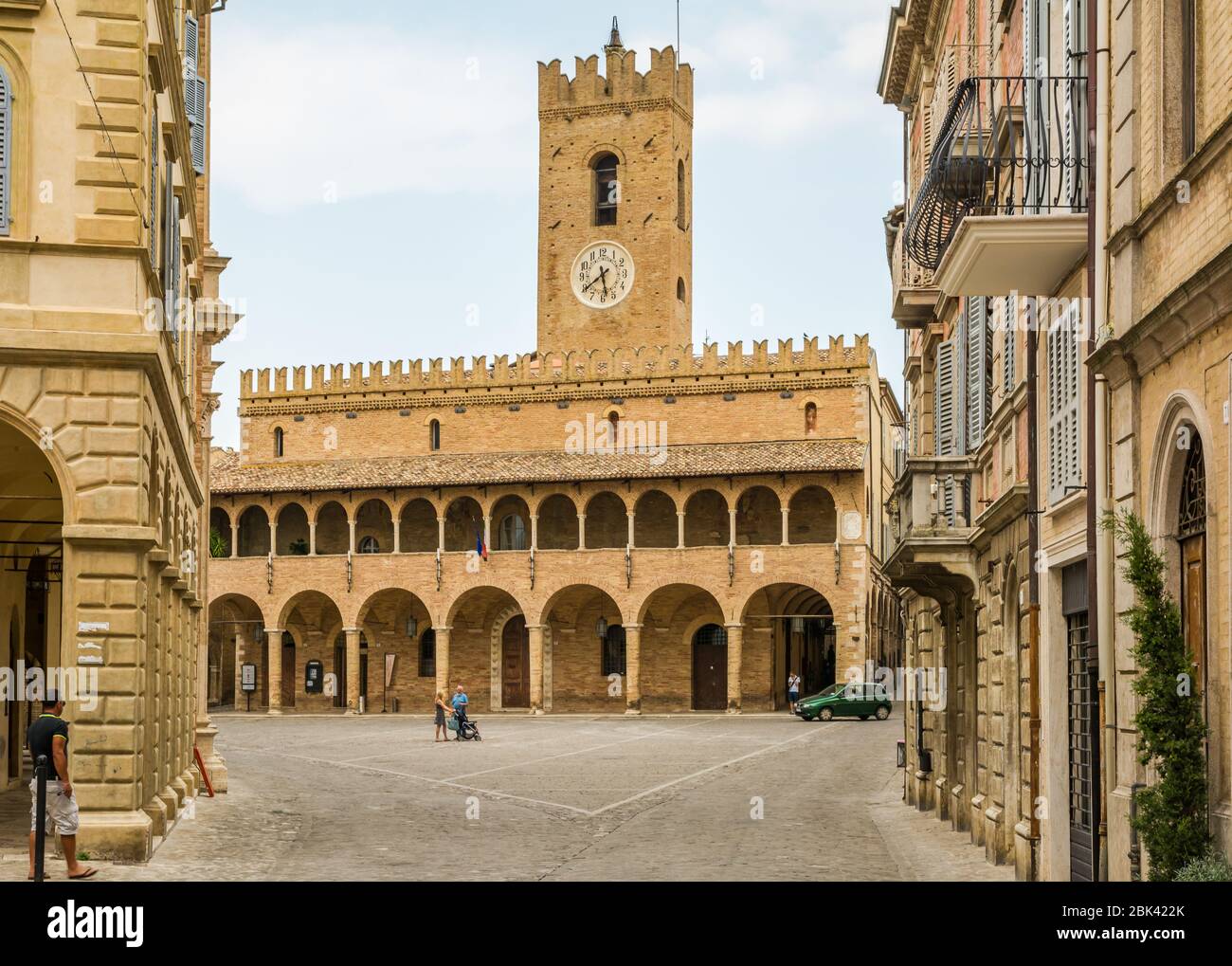 The triangular main piazza of Offida Village, one of the finest ...