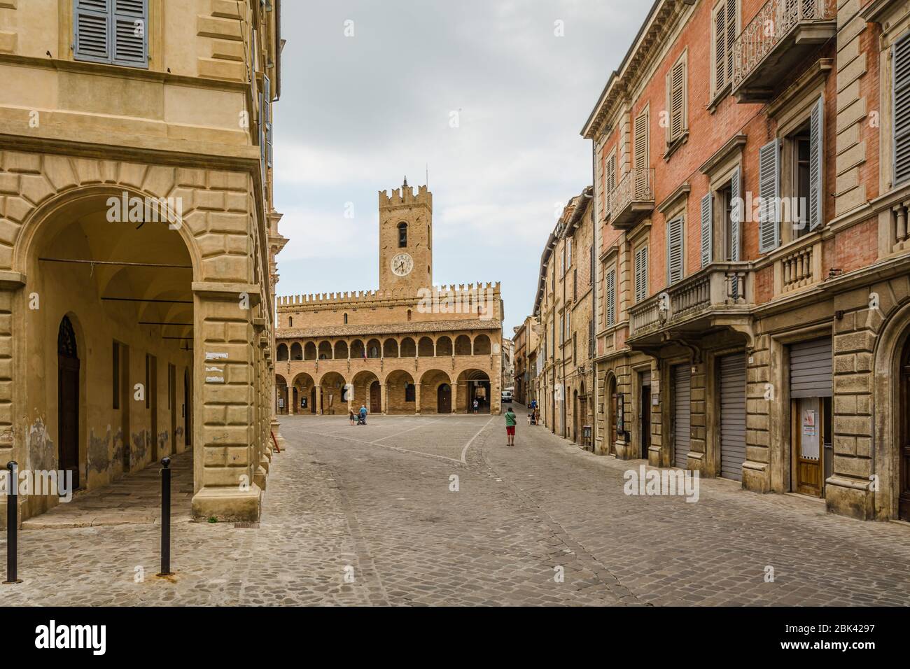 The triangular main piazza of Offida Village, one of the finest ...