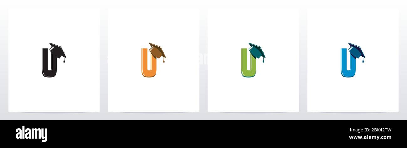 Graduation Hat On Letter Logo Design U Stock Vector Image & Art - Alamy