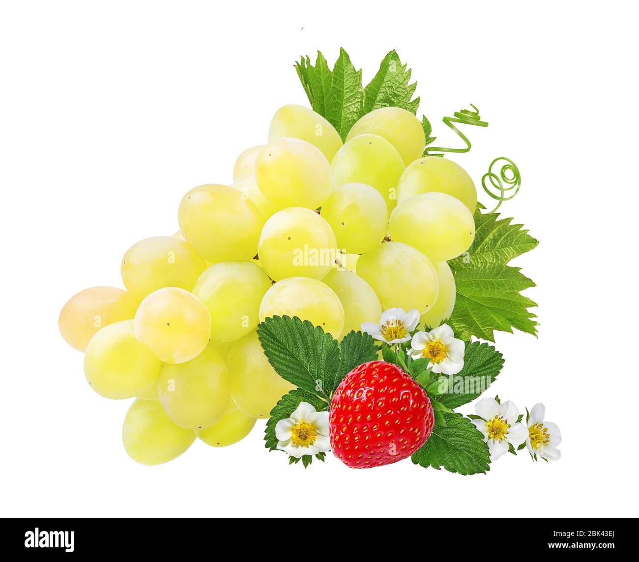 Strawberry and grapes isolated on white background Stock Photo - Alamy