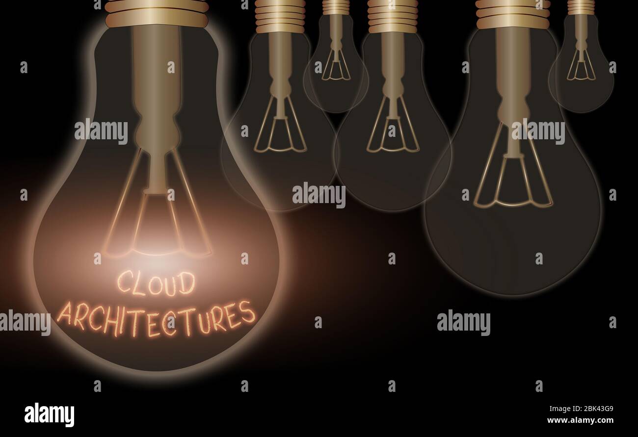 Text sign showing Cloud Architectures. Business photo text Various Engineered Databases ...