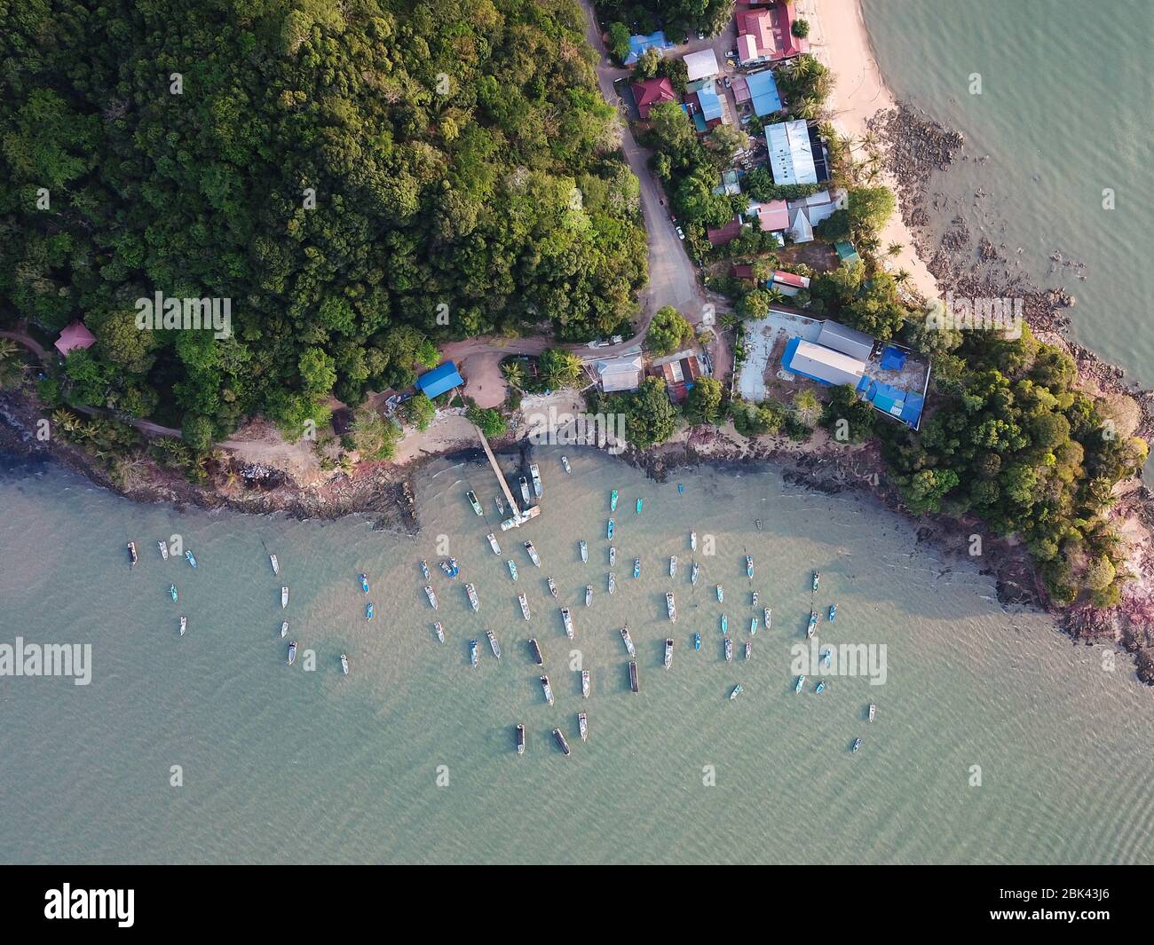 Aerial top down view fishing jetty Pulau Sayak Stock Photo - Alamy