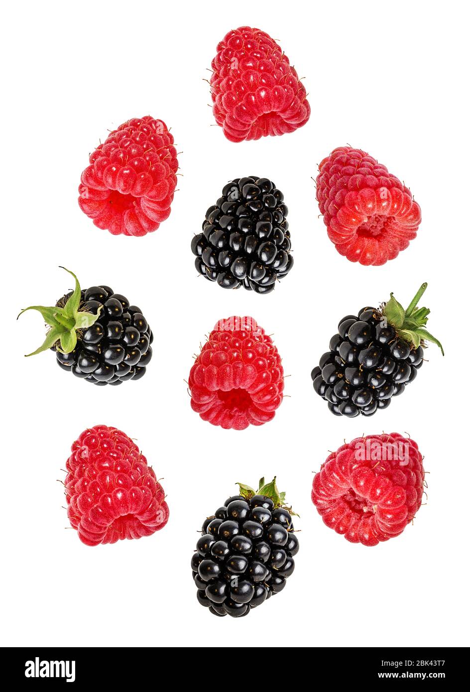 Blackberry and raspberry isolated on white background Stock Photo - Alamy