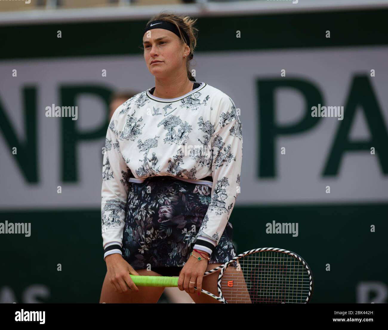 Arena Sabalenka of Belarus in action during the doubles semi-final at ...