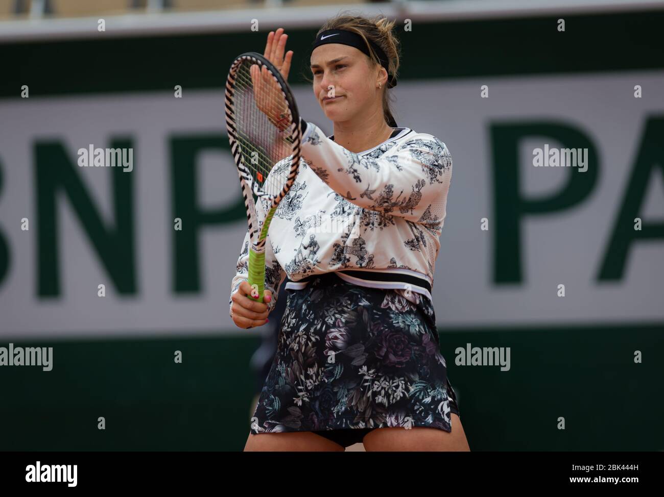 Arena Sabalenka of Belarus in action during the doubles semi-final at ...